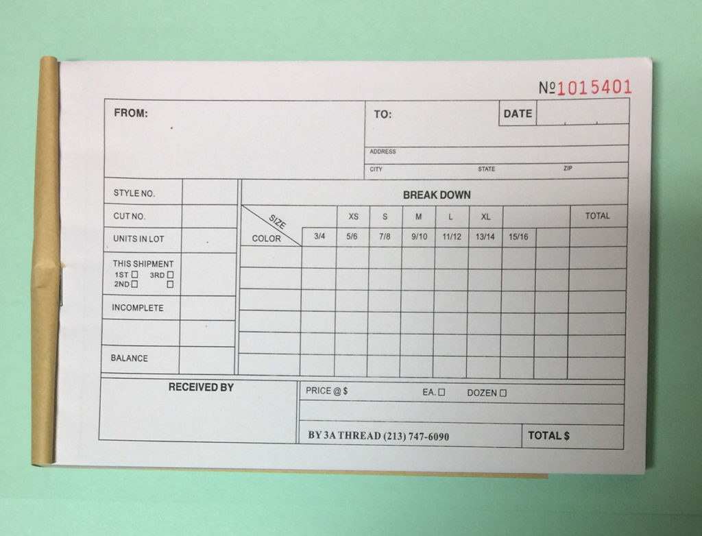 Delivery / Invoice book – 3A Thread & Supply Co