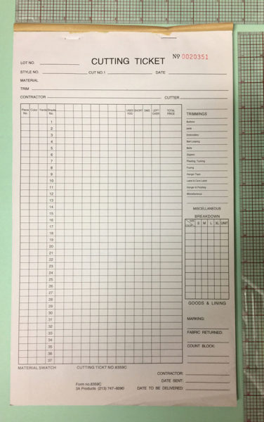 Cutting Ticket – Long – 3A Thread & Supply Co